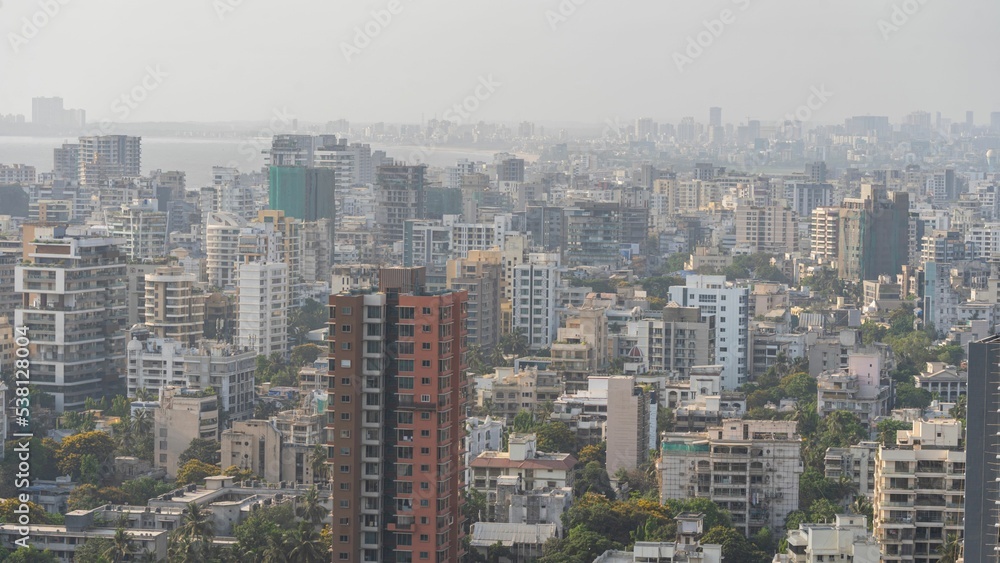 Beautiful high-angle shot of tall buildings of Bandra West in India in ...