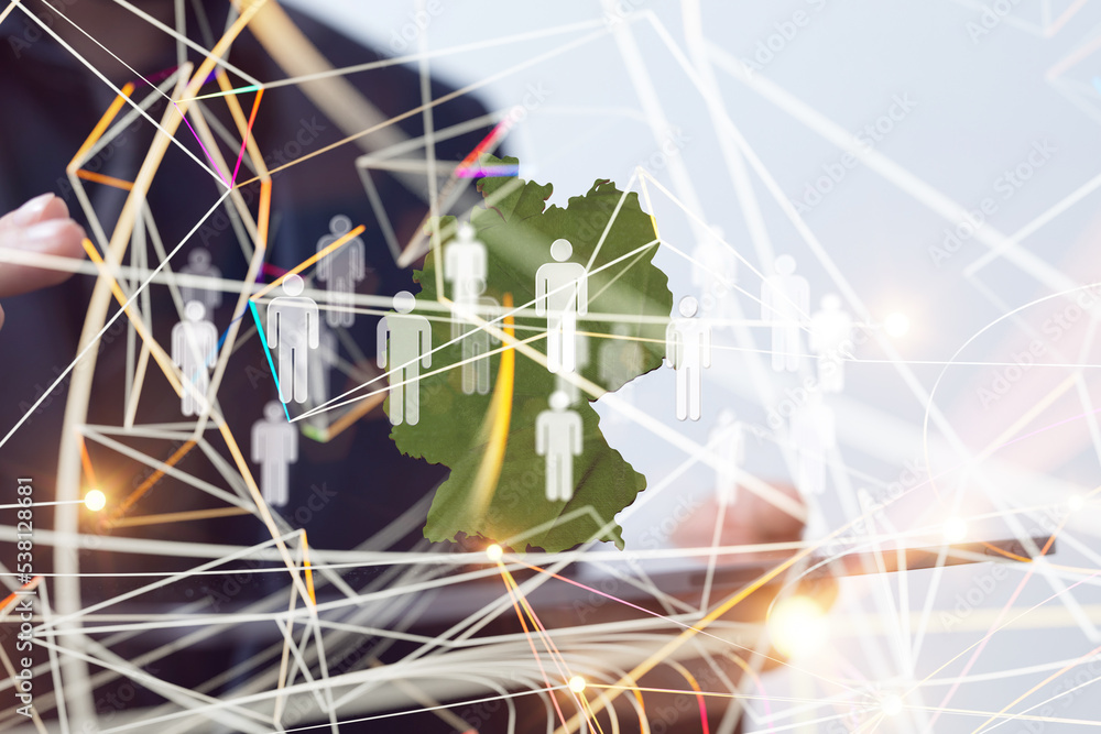 3D map of Germany. Map of Germany land border with flag. Germany map on ...