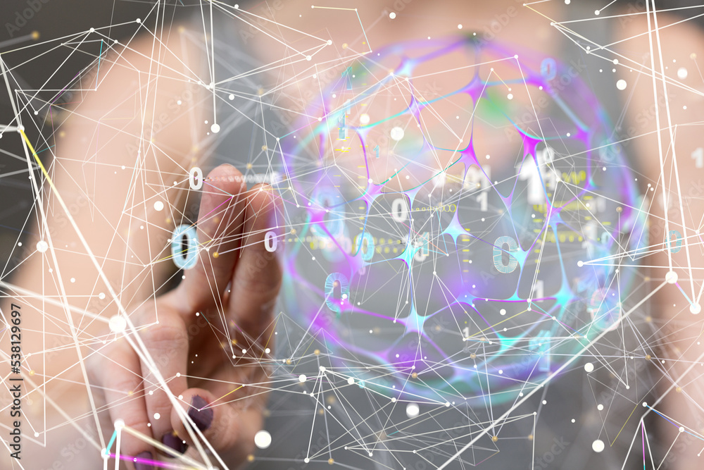 connected symbols for digital, interactive and global communication ...