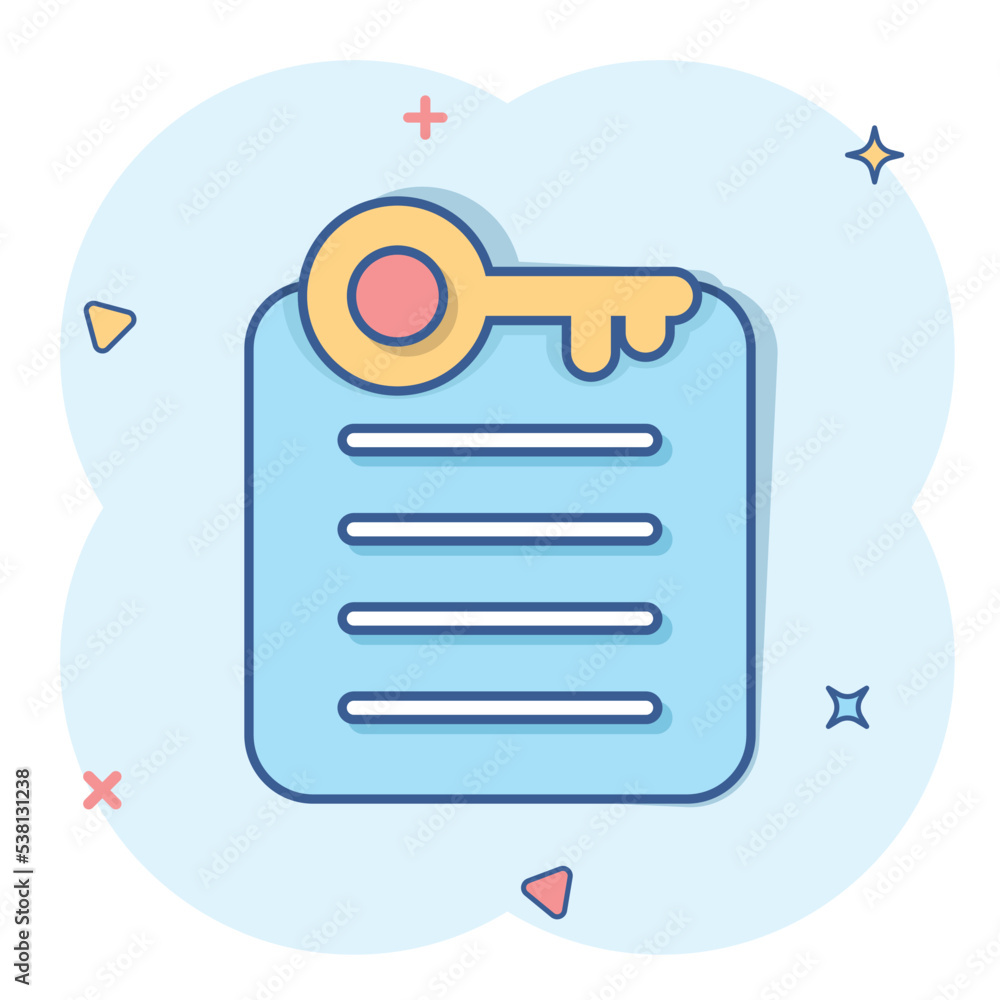 Password account icon in comic style. Keyword cartoon vector ...