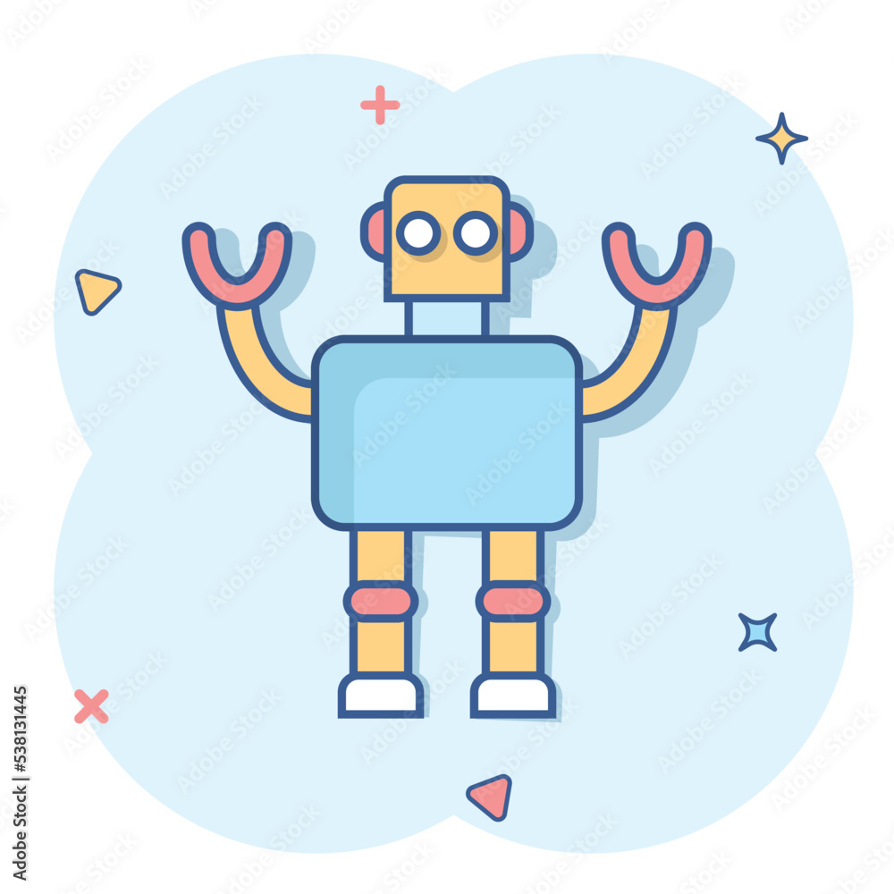 Cute robot chatbot icon in comic style. Bot operator cartoon vector ...