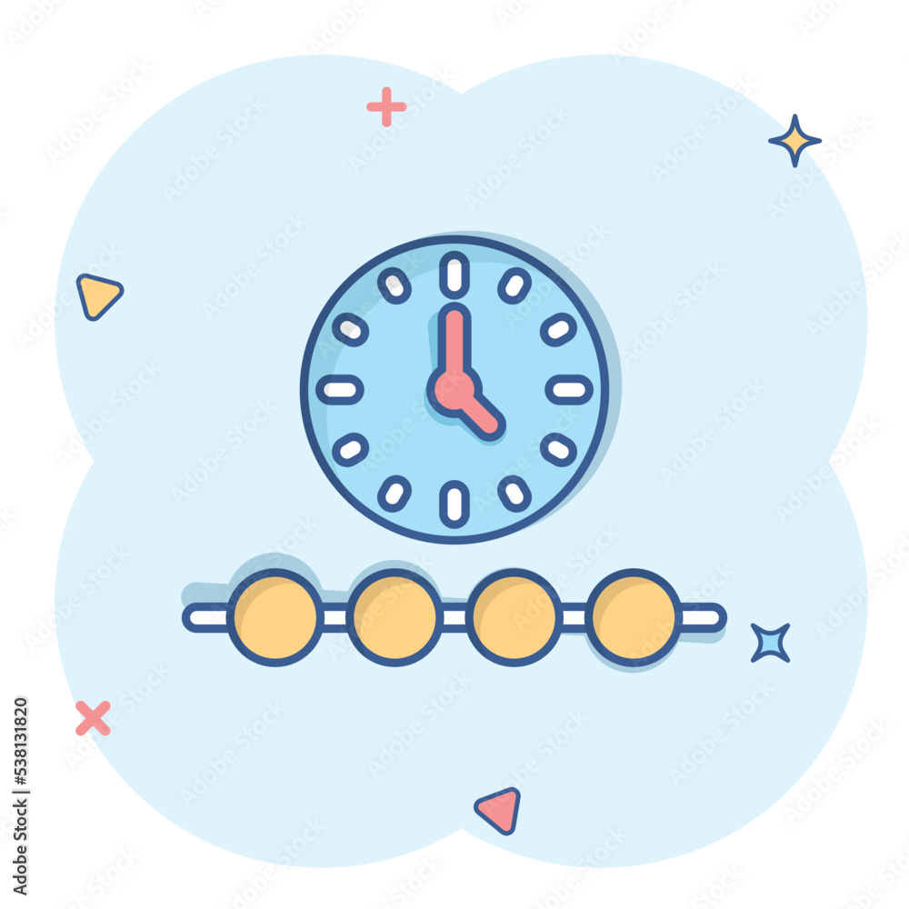 Timeline icon in comic style. Progress cartoon vector illustration on ...