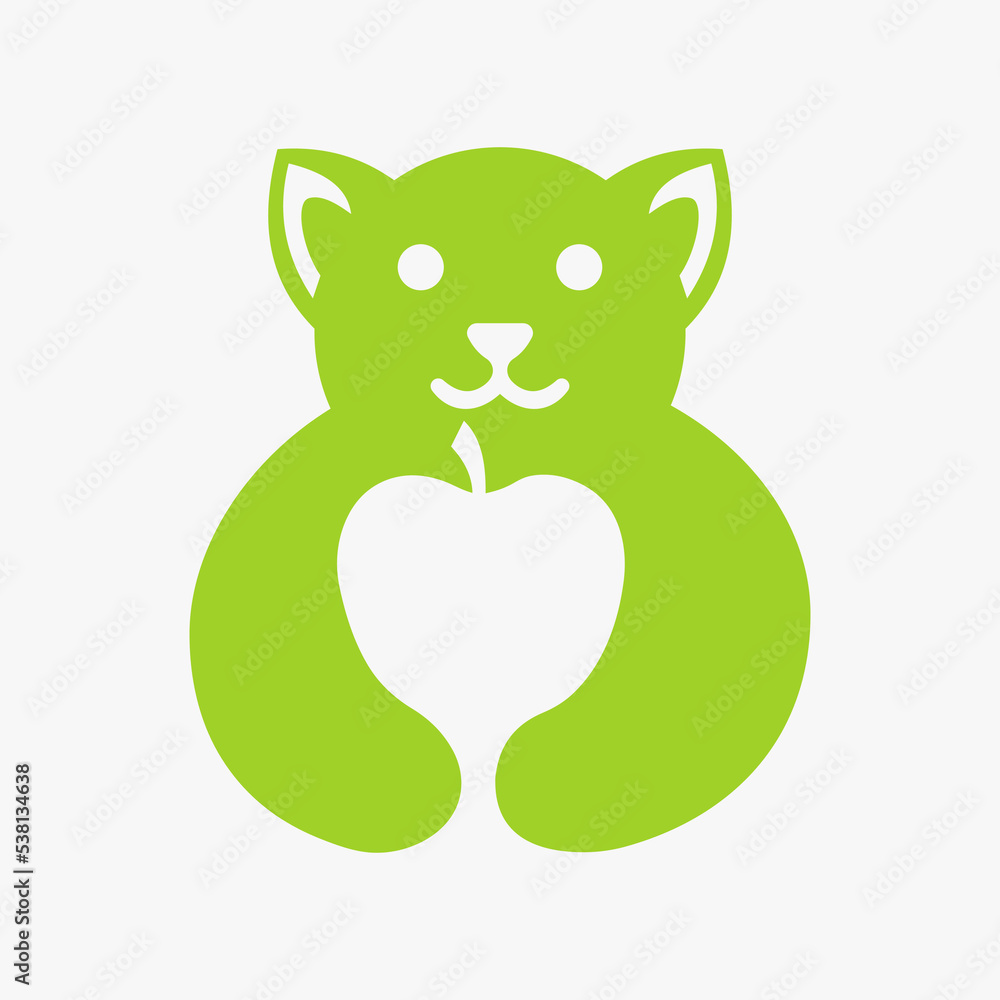 Dog Apple Logo Negative Space Concept Vector Template. Dog Holding ...