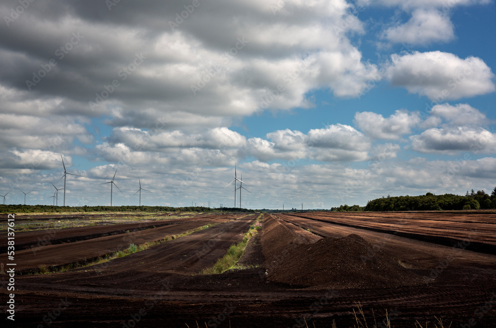 Industrial peat extraction on peatlands in the Midlands of Ireland ...