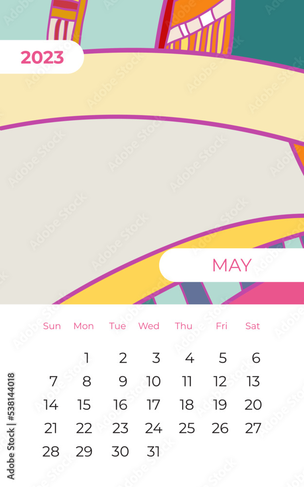 2023 May calendar abstract contemporary art vector. Desk, screen ...