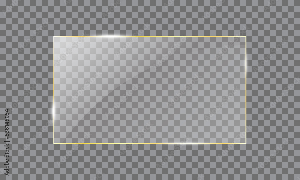 Vector glass rectangle on a transparent background. Transparent mirror ...