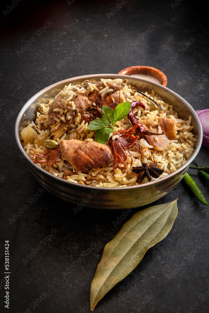 Delicious mutton biryani top view.Biryani rice dish Beautiful Indian ...