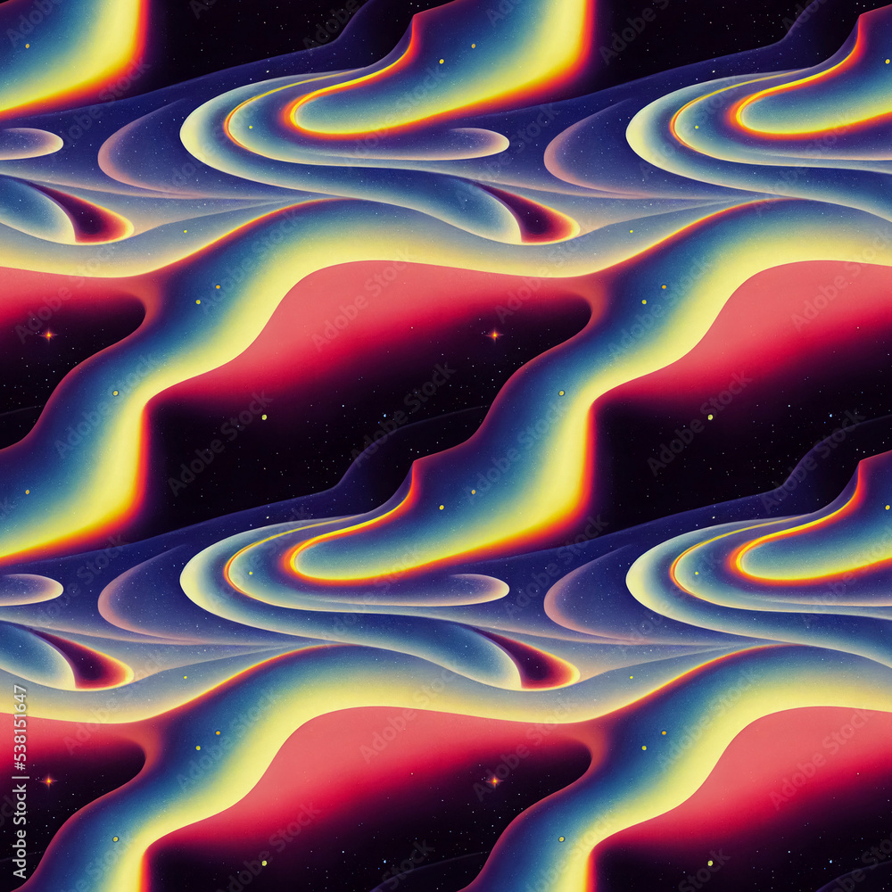 Psychedelic trippy retro cosmic seamless pattern. Abstract futuristic ...
