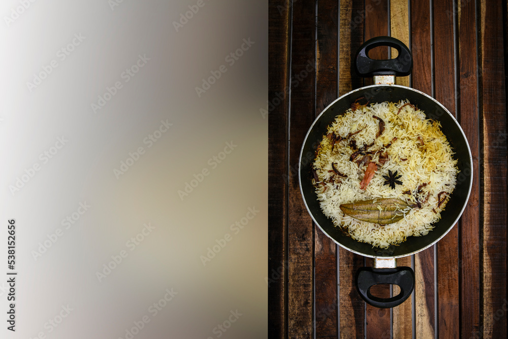 Delicious mutton biryani top view.Biryani rice dish Beautiful Indian ...