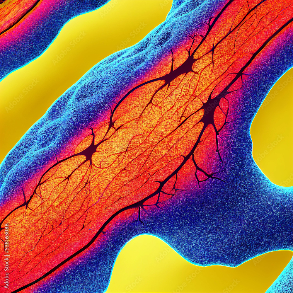 medical illustration: nerve tissue inflammation (watercolor & ink over ...