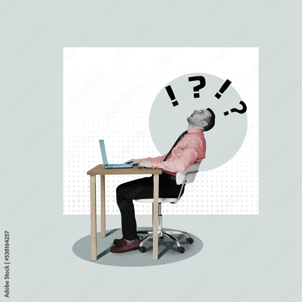 Problems and solutions at work. Creative process. Art collage. Stock ...