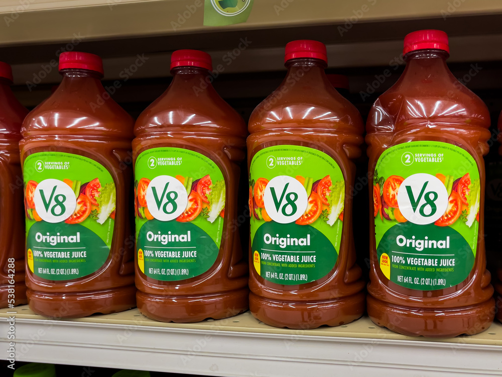 ATLANTA, GEORGIA - October 14, 2022 : V8 Vegetable Juice bottles on ...