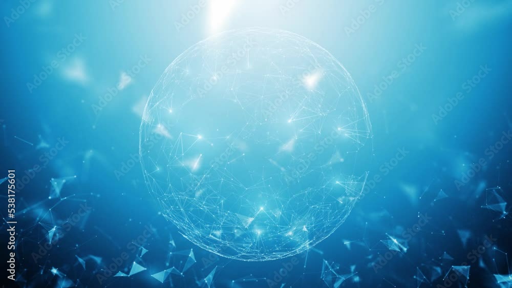 Looped glow shine 3d digital sphere with shapes motion animation on ...