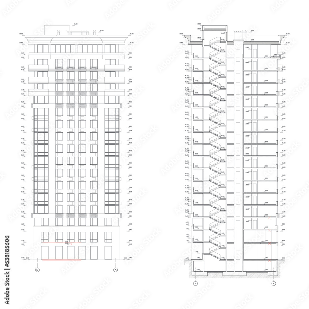 Fotografia Multistory building section, detailed architectural ... Fotografia Multistory building section, detailed architectural ...
