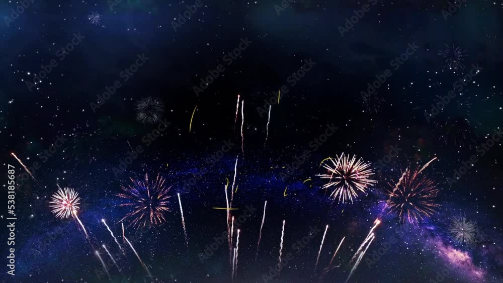 7th Happy Anniversary Text Typography Particles Fireworks Explosion ...