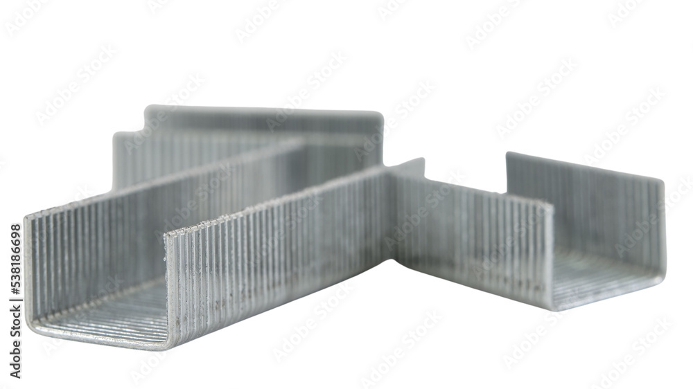 Metallic staples isolated. Office object with transparent background ...