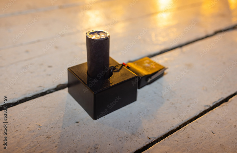 Fireworks devices setup pipe form mini pyrotechnics. Stock Photo ...