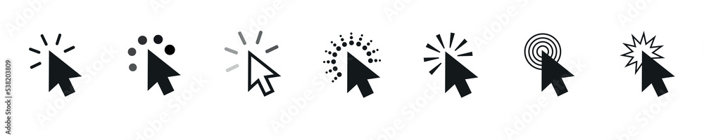 Cursor set icon. Mouse click cursor. Cursor and loading icons ...