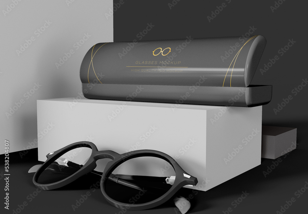 Eyeglass with Case Mockup Stock Template | Adobe Stock