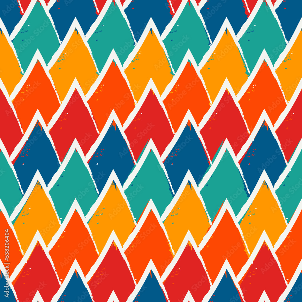 Paint brush scales seamless pattern. Japan traditional ornament. Hand ...