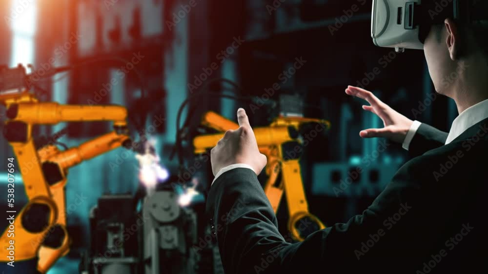 Video Stock Engineer use cybernated robotic software to control ...