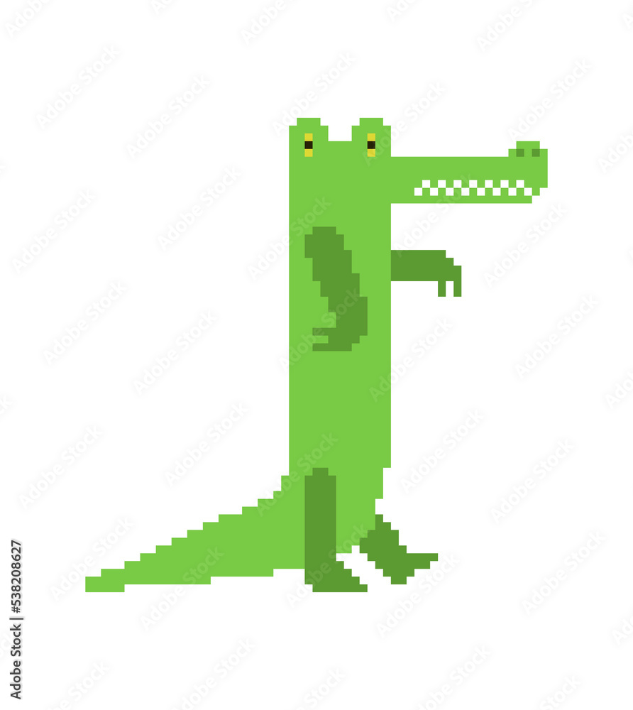 Crocodile Pixel art. 8 bit croc. pixelated alligator Vector ...
