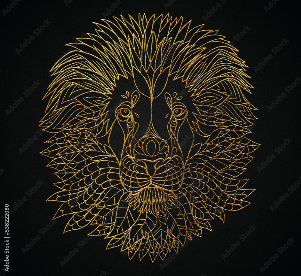 Zentangle golden lion face art Stock Illustration | Adobe Stock