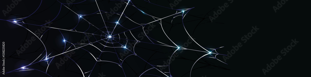 elegant blue spider web background banner with glitter light Stock ...