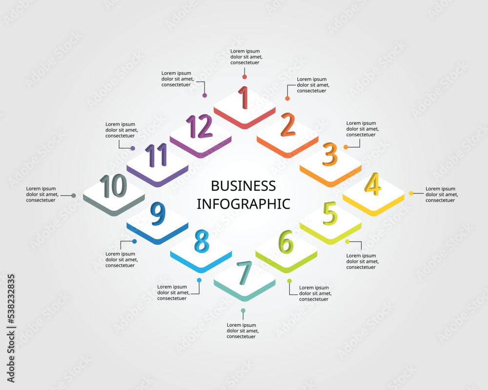step number chart template for infographic for presentation for 12 ...