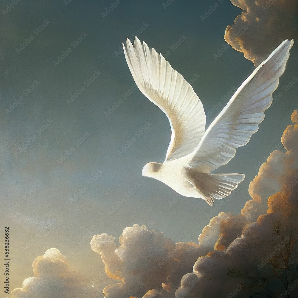 White dove illustration bird background artwork symbol holy spirit ...