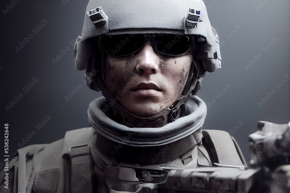 Elite special operation military woman soldier equipped with battle ...