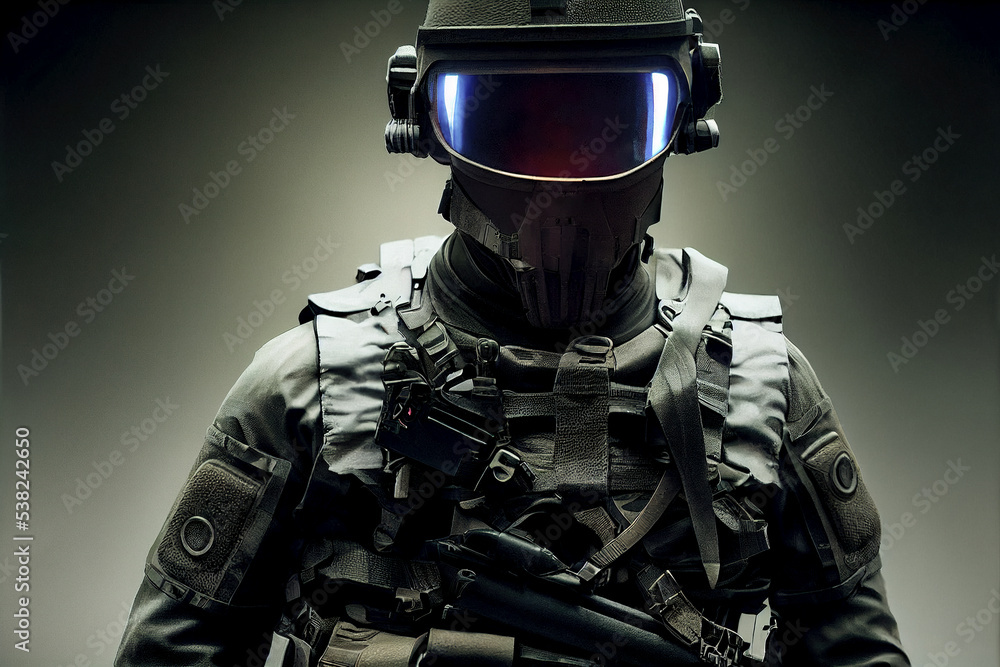 Elite special operation military woman soldier equipped with battle ...