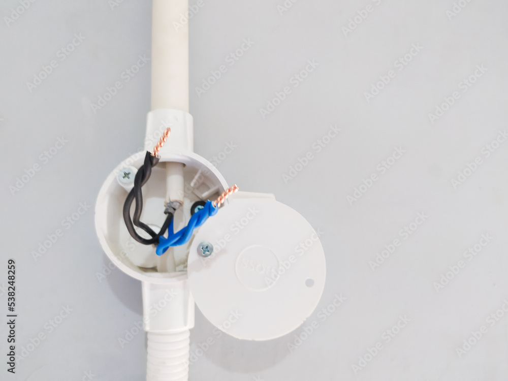 Cable connection installation, in the junction box for home electrical ...