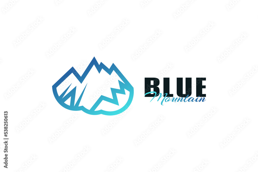 Vetor de Big Blue Mountain Logo Design. Mountain Hill Vector ...