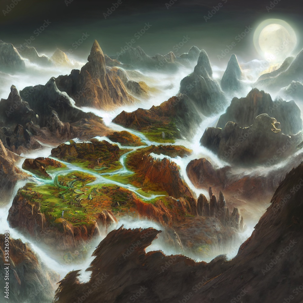 fantasy map rpg remaster Adventure elements with colorful illustration ...