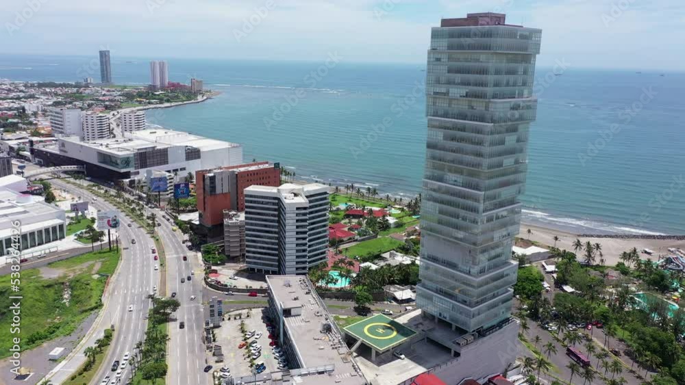 Aerial morning skyline view of downtown Boca del Rio, Veracruz, Mexico ...