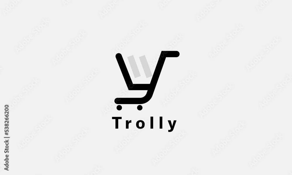 Trolly shop cart vector logo design Stock Vector | Adobe Stock