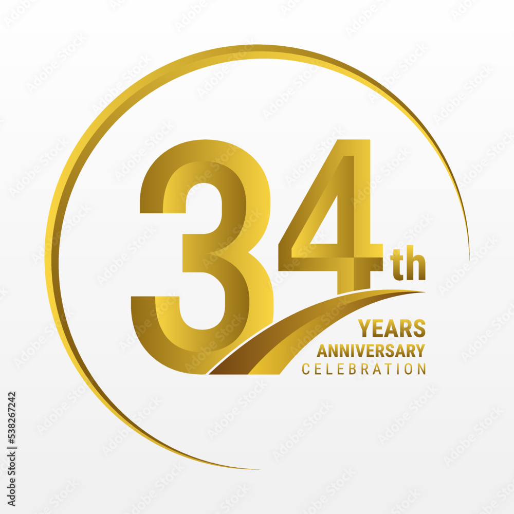 34th Anniversary Logo, Logo design for anniversary celebration with ...