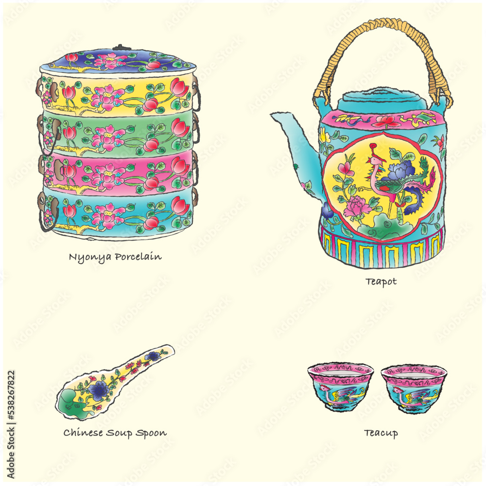 South East Asia Malaysia Baba Nyonya Traditional Porcelain Tableware ...