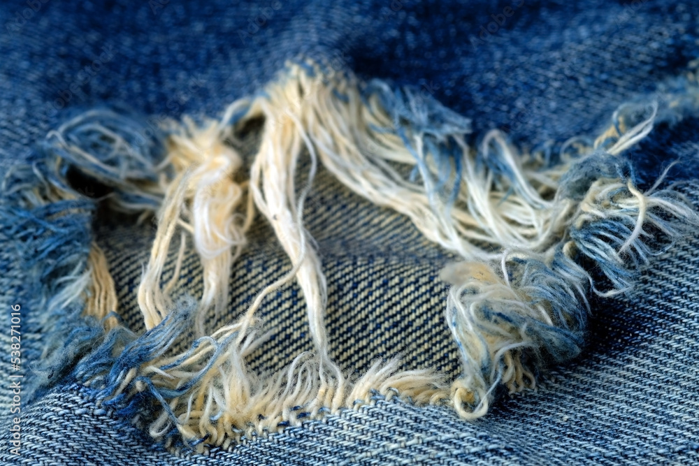 Jean texture, Close up texture of ripped destroyed torn jean or hole ...