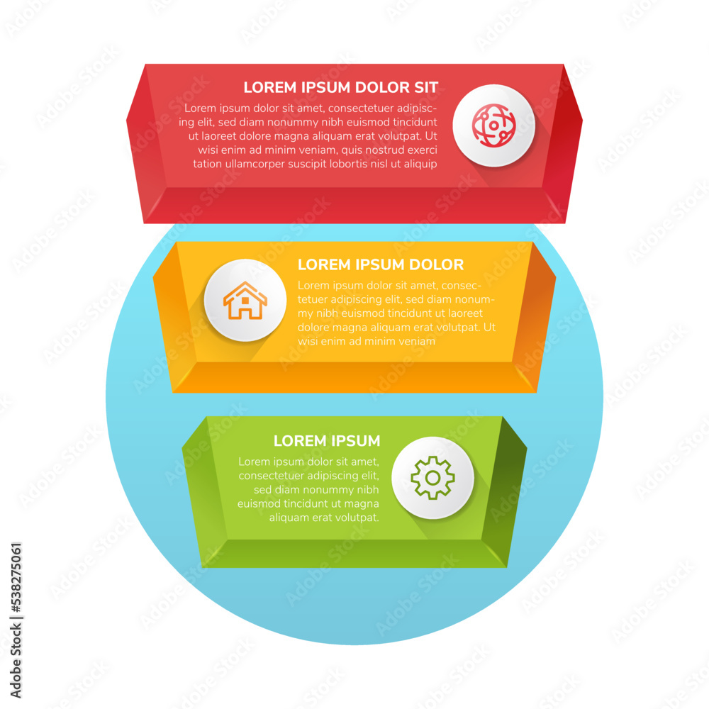 modern text box template, banner Infographics. funnel concept. Three ...