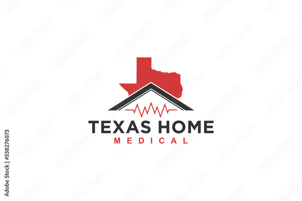 Texas medical logo design with texas map line and cardiogram icon ...