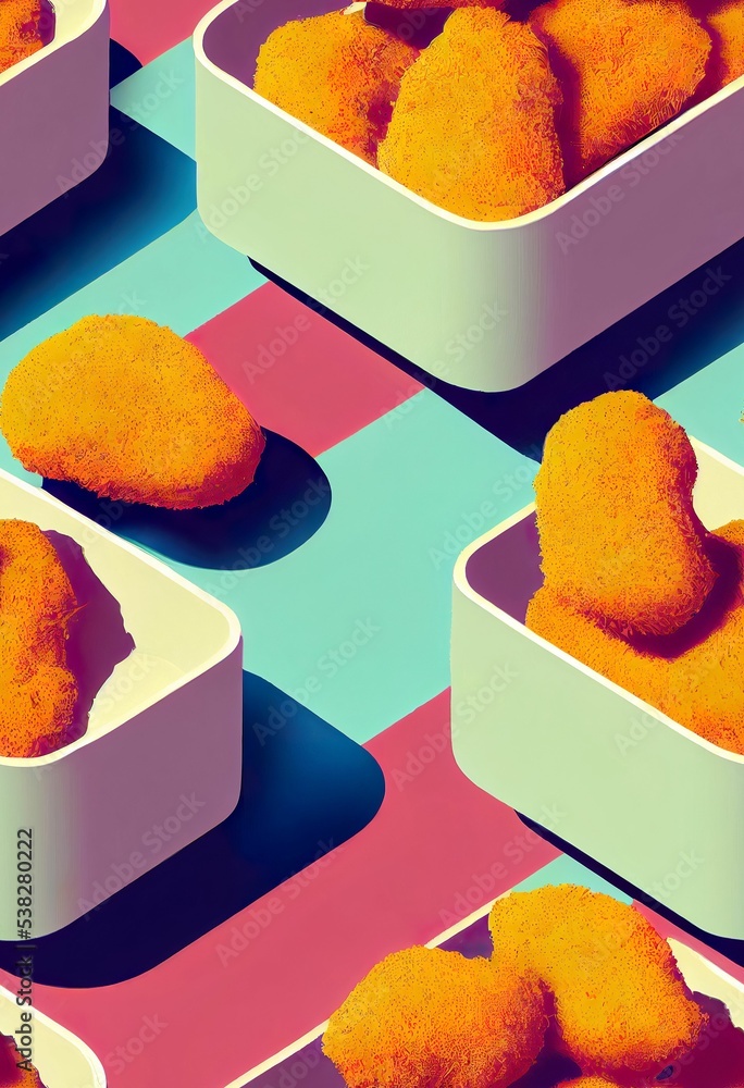 seamless chicken nuggets texture repeating food illustration digital ...