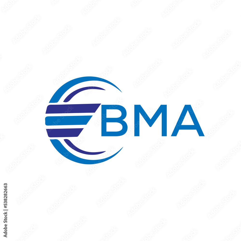 BMA letter logo. BMA blue image on white background. BMA vector logo design for entrepreneur and ...