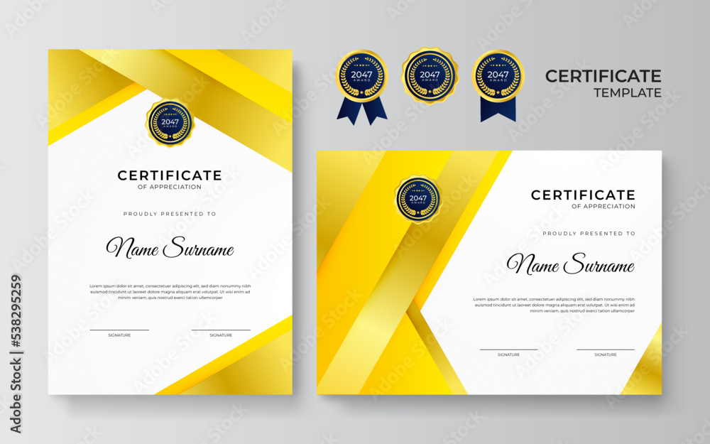 Modern orange and yellow certificate template design for business and ...
