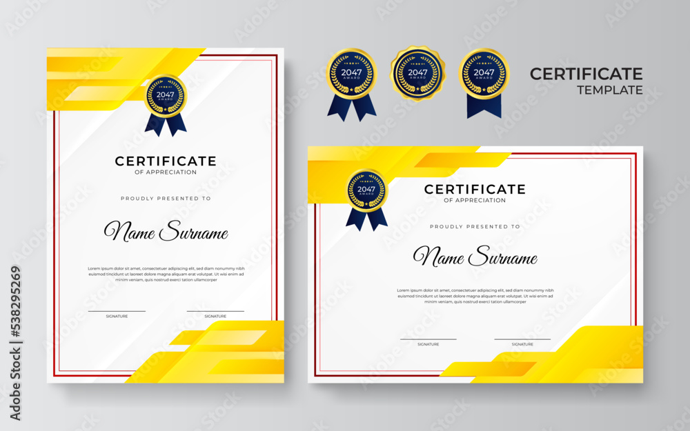 Modern orange and yellow certificate template design for business and ...