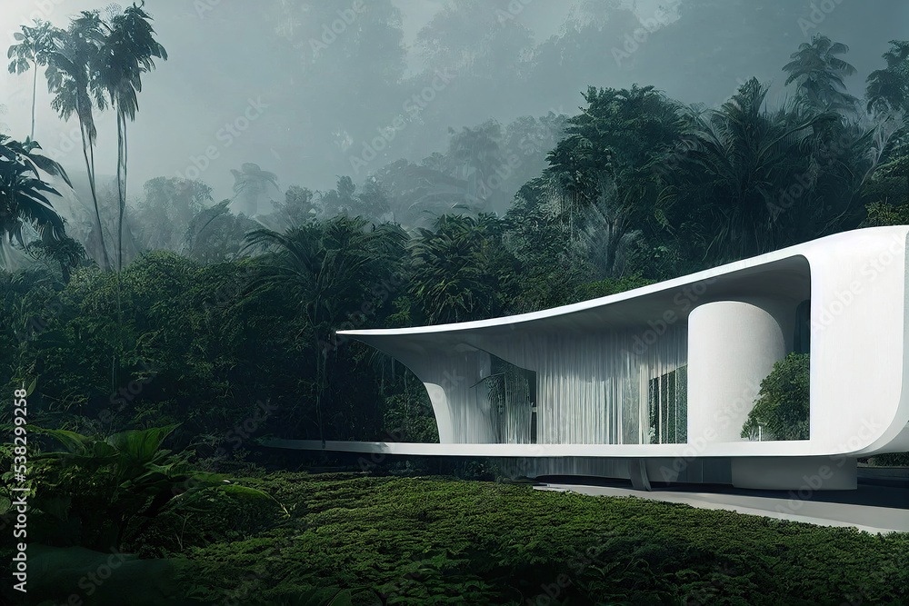 Beautiful organic architecture concept design, luxury minimalistic ...