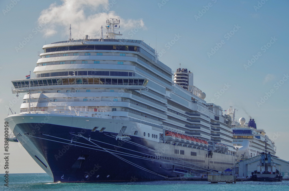 Huge modern HAL cruiseship or cruise ship liner Koningsdam in port ...