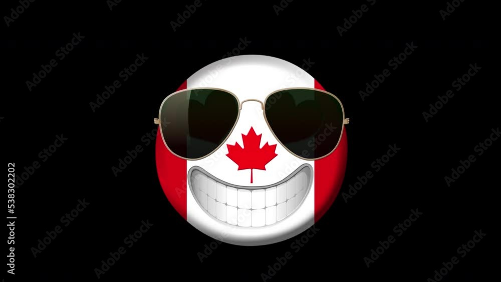 Canada.Animation of smiling face with canadian flag isolated by the ...