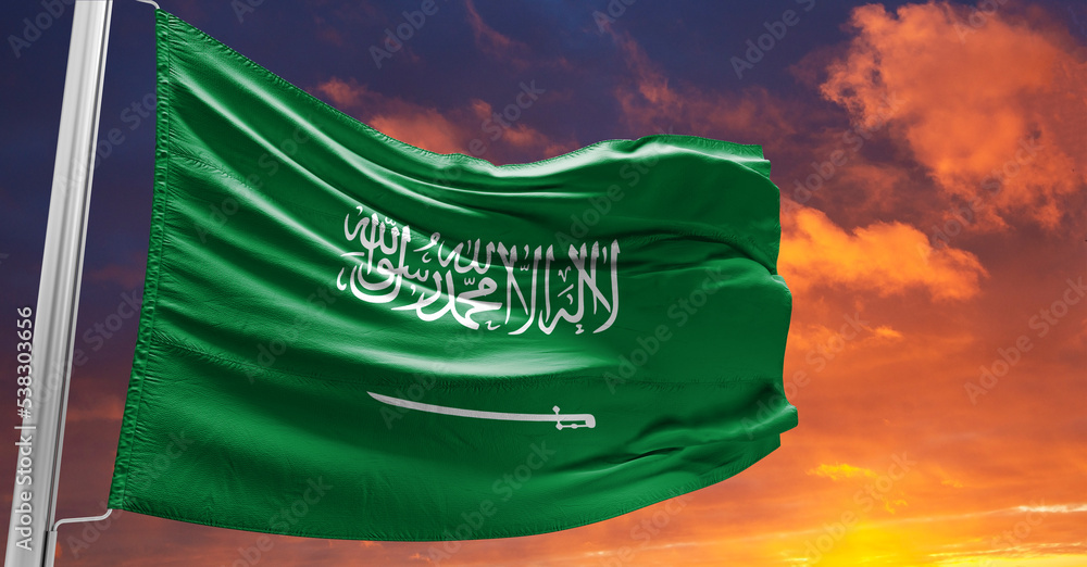 Flag of Saudi Arabia translate "There is no deity but God; Muhammad is ...
